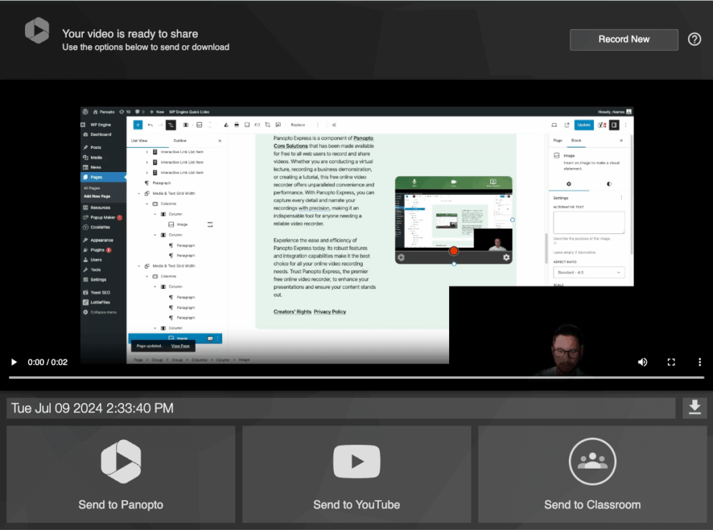 Grabador de pantalla y vídeo online gratuito | Panopto Expresar